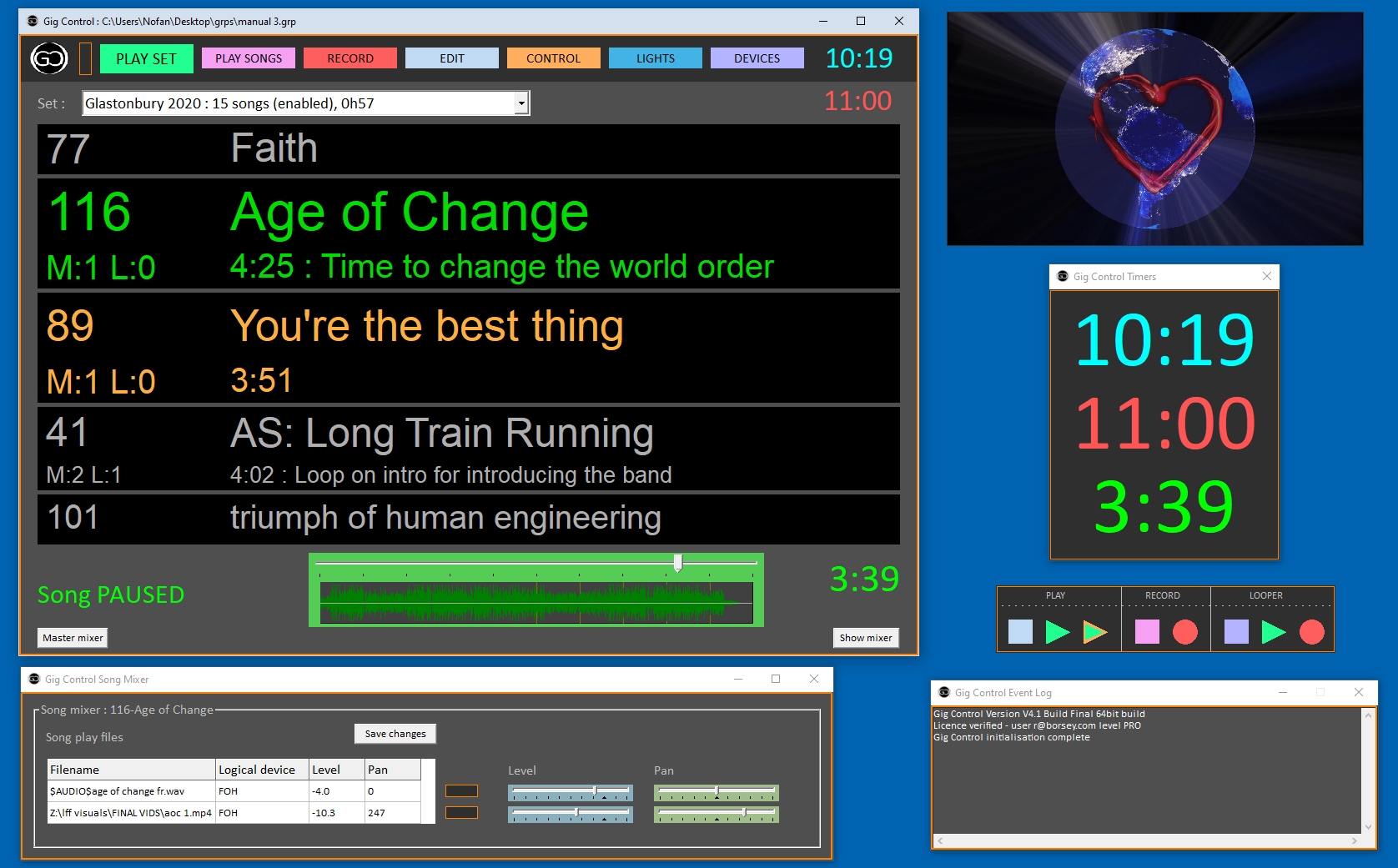 Live Performance Software for audio and midi control